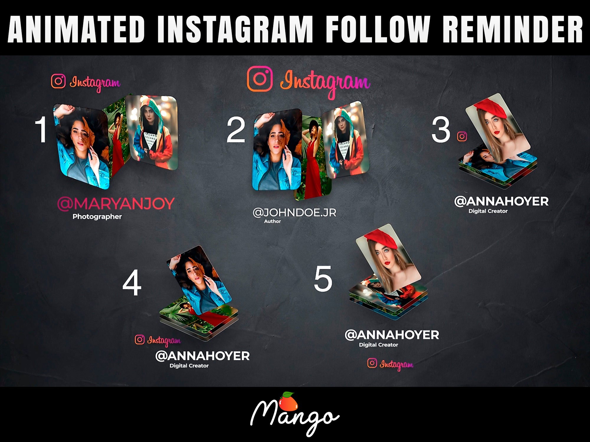 ANIMATED Instagram Follow BUTTON Reminder Overlay Follow - Etsy