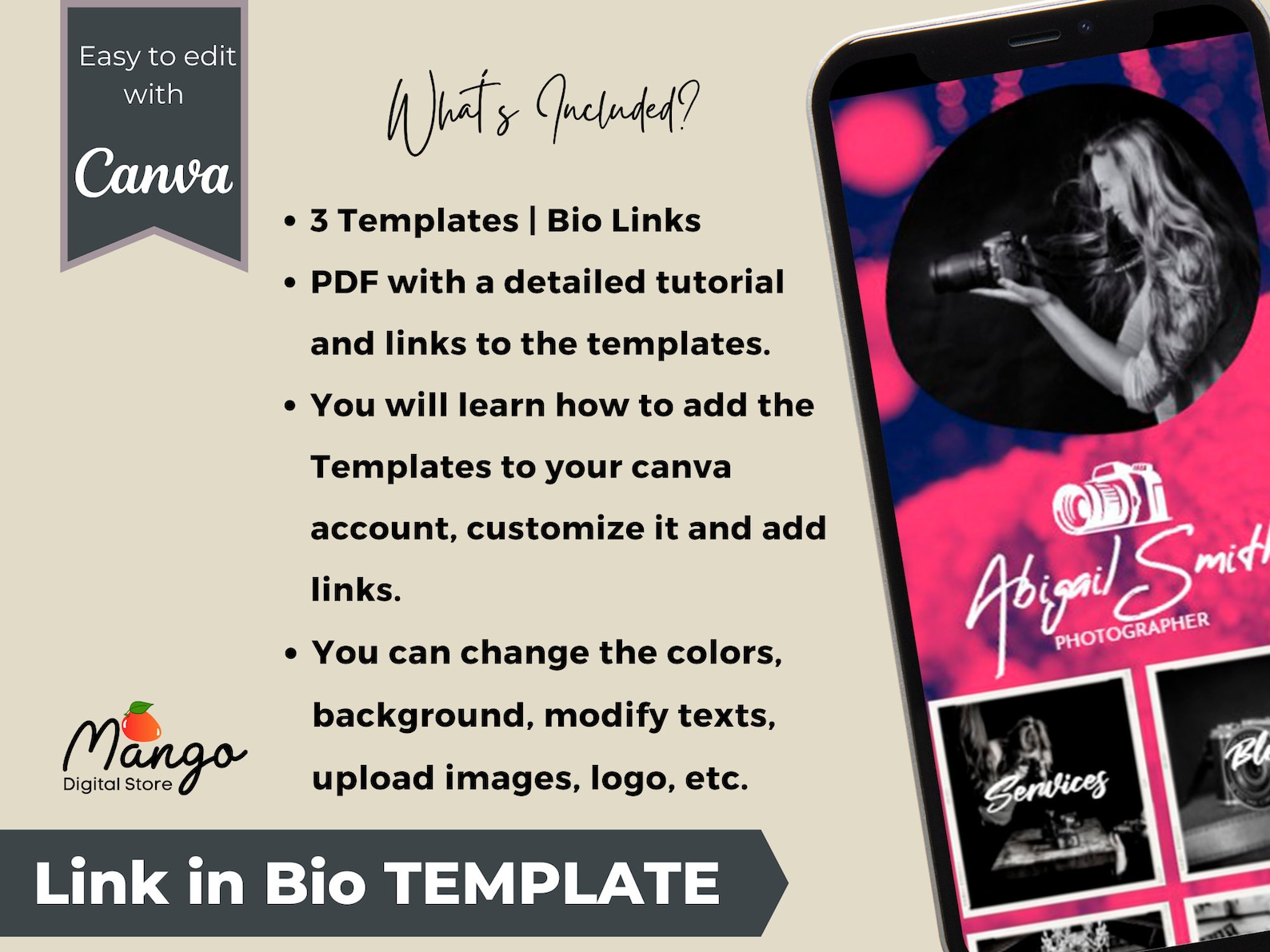 Link in Bio Template Canva Instagram Landing Page Editable - Etsy