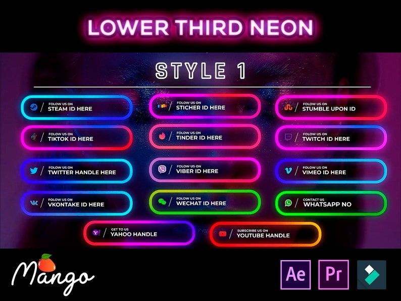 Custom Animated Follow Button Neon, Custom Facebook Youtube Follow ...