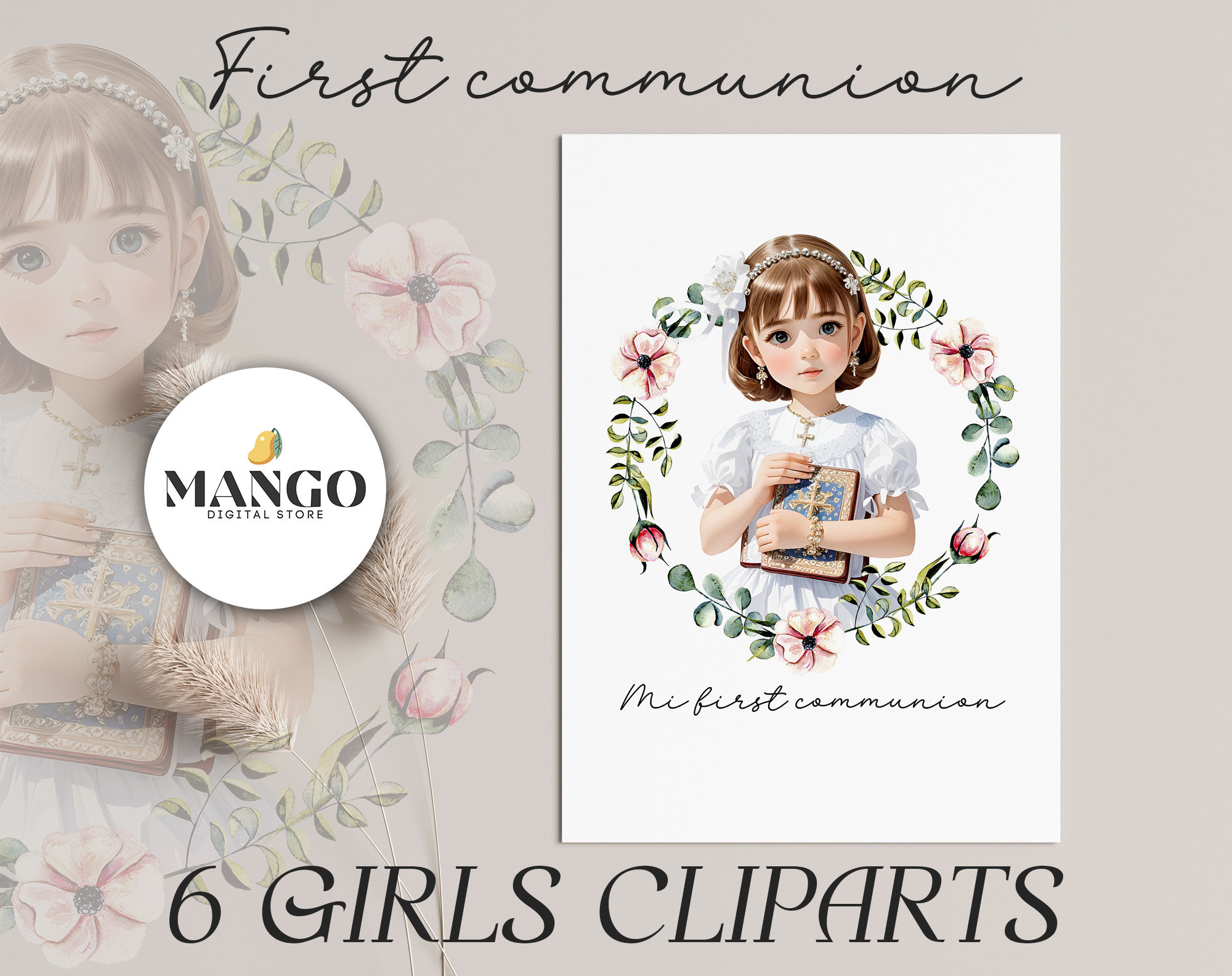 First Communion Girl PNG Clipart, White Dress and Flowers, High Quality ...
