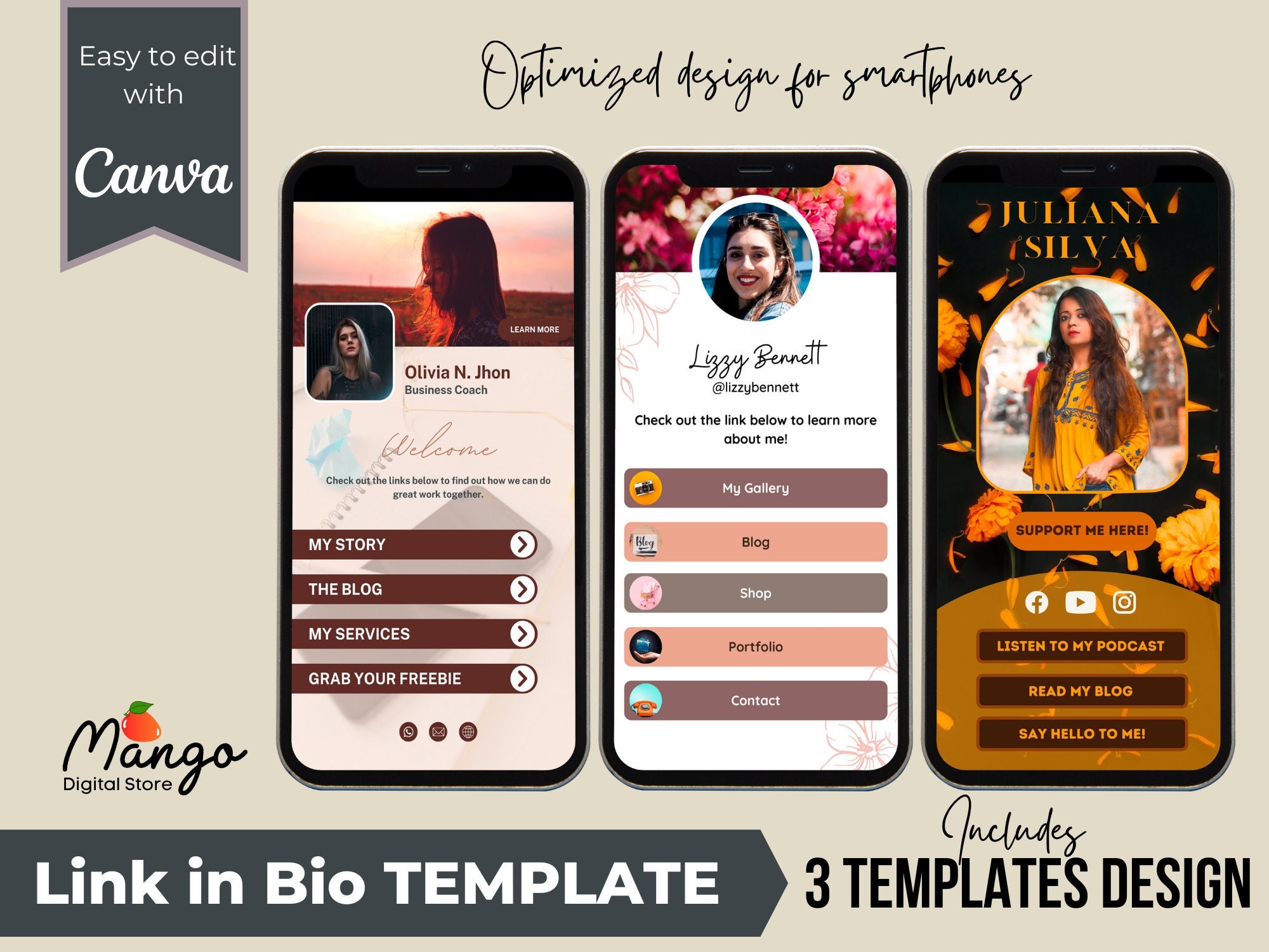 Link in Bio Template Canva | Instagram Landing Page | Editable Bio Link ...