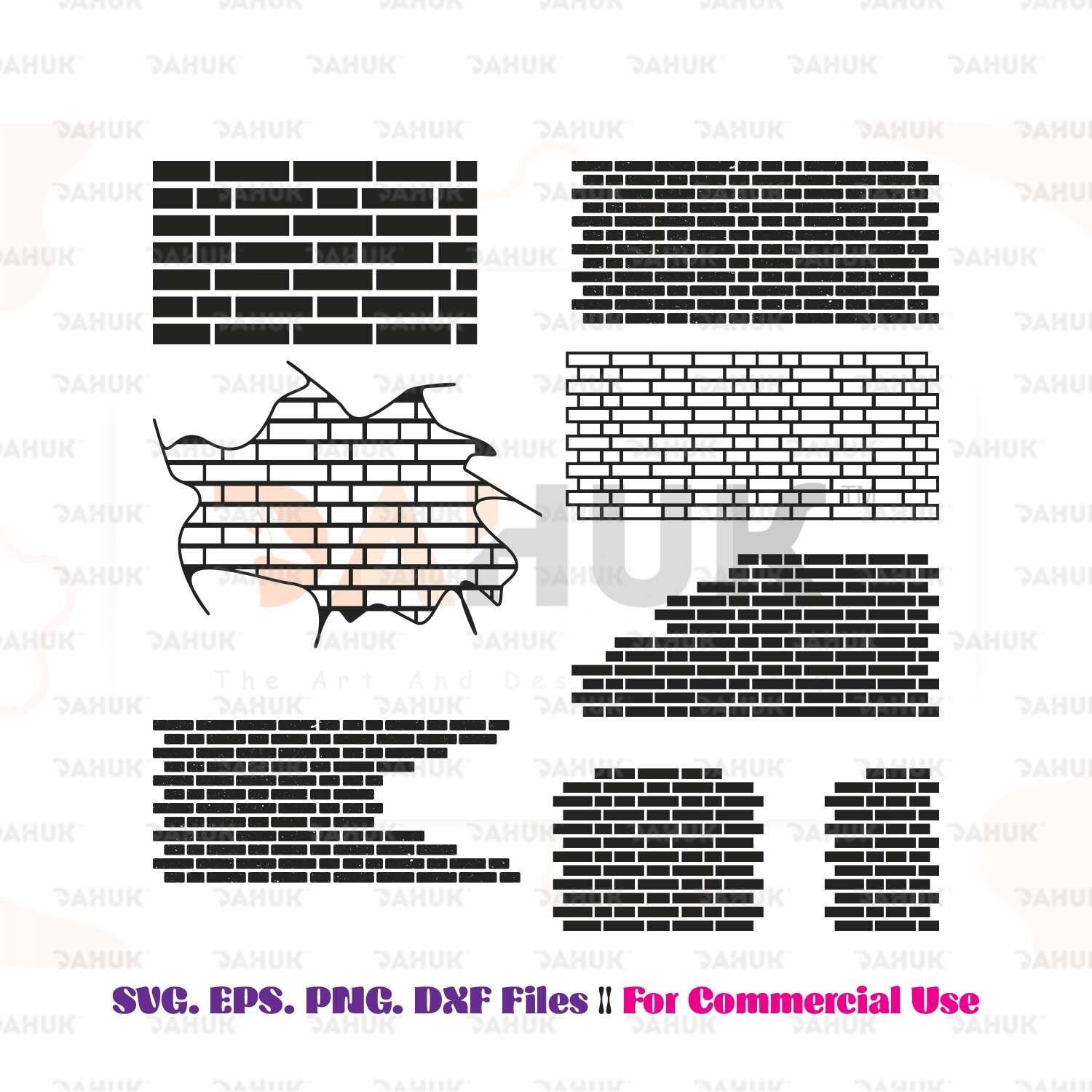 Brick Wall svg Wall svg Silhouette Clipart Cuttable Design | Etsy