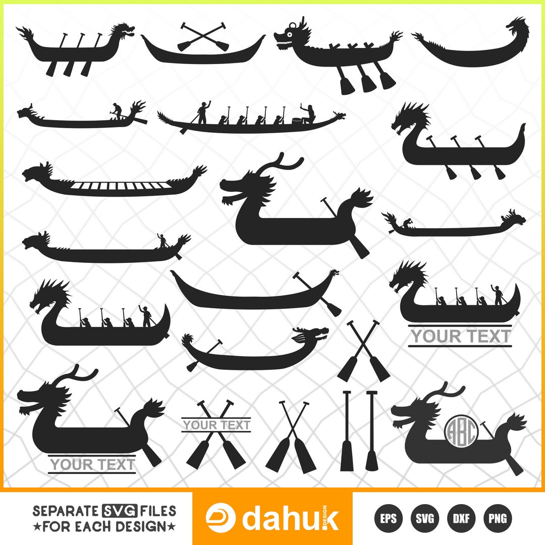 Dragon Boat SVG 22 Designs Festival Racing Silhouette, Dragon Boat Oar ...