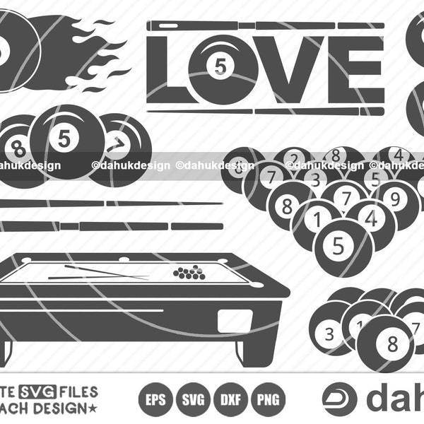 Pool Table Card Svg - Etsy