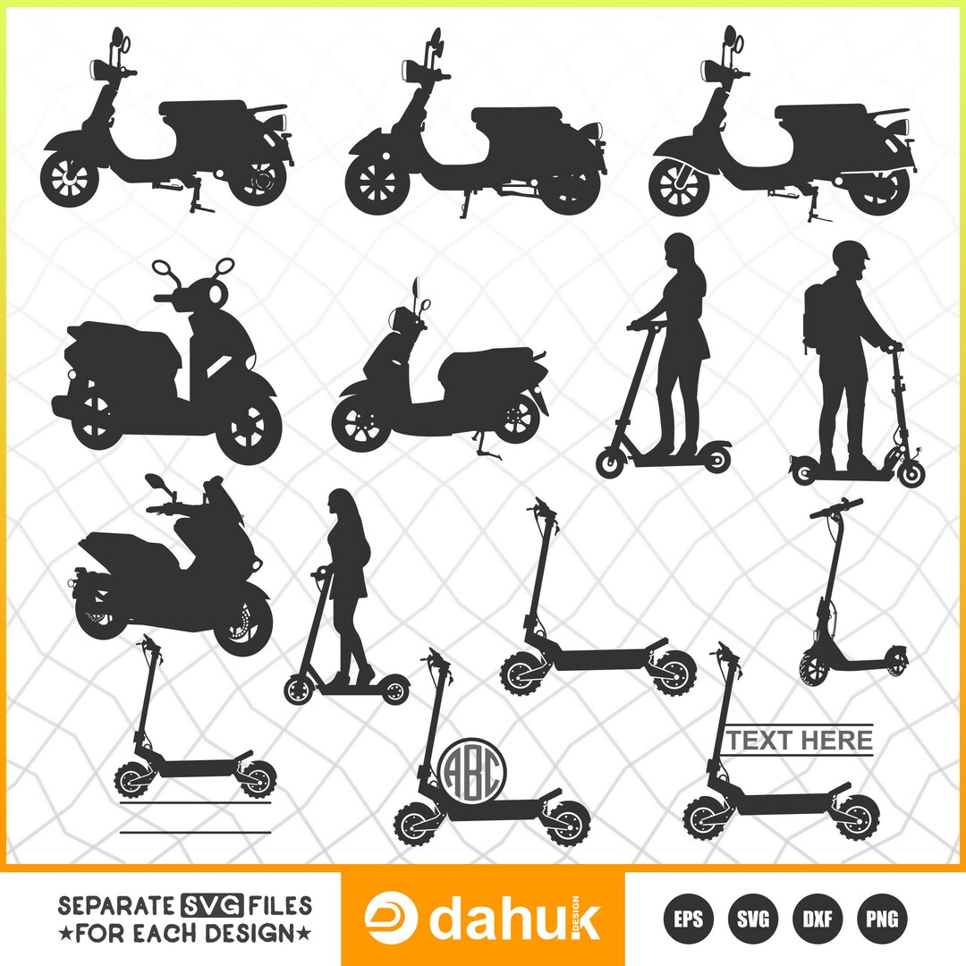 Scooter SVG, Scooter Player SVG, Stunt Scooter Silhouette, Electric ...