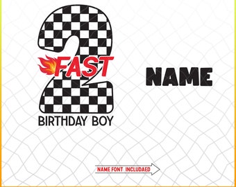 Two Fast Birthday Boy SVG and PNG Cut Files, Car Race Birthday 2, Race ...