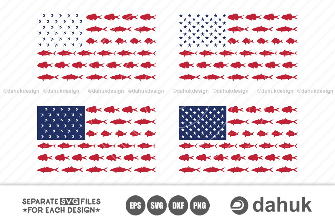 American Flag Fish SVG Fishing USA Flag Svg SVG Cutting - Etsy