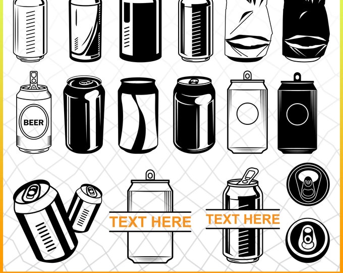 Beer Can Silhouette With Two Outlines Beer Can SVG Beer Can Outline SVG ...