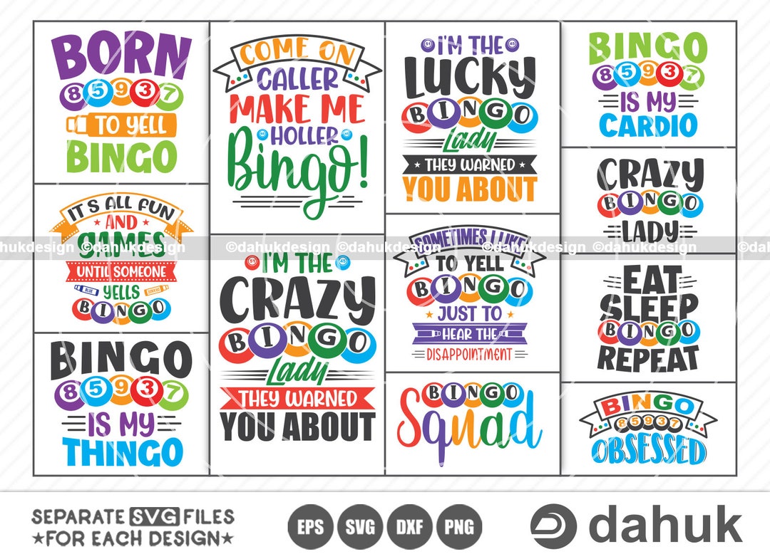 Bingo SVG Bundle, Bingo Funny 12 Quotes Svg, Bingo Quotes Bundle, Bingo ...