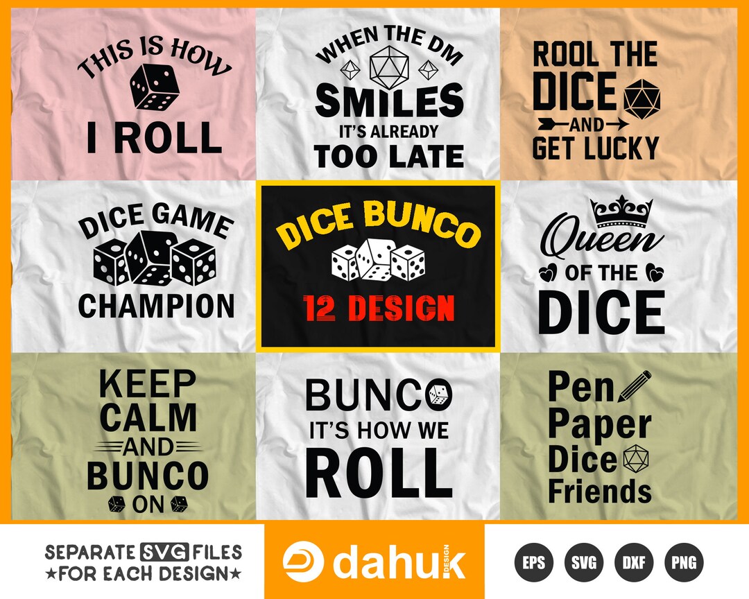 Dice Svg Bunco Svg Bunco Monogram Gambling Svg Piece Love - Etsy Canada