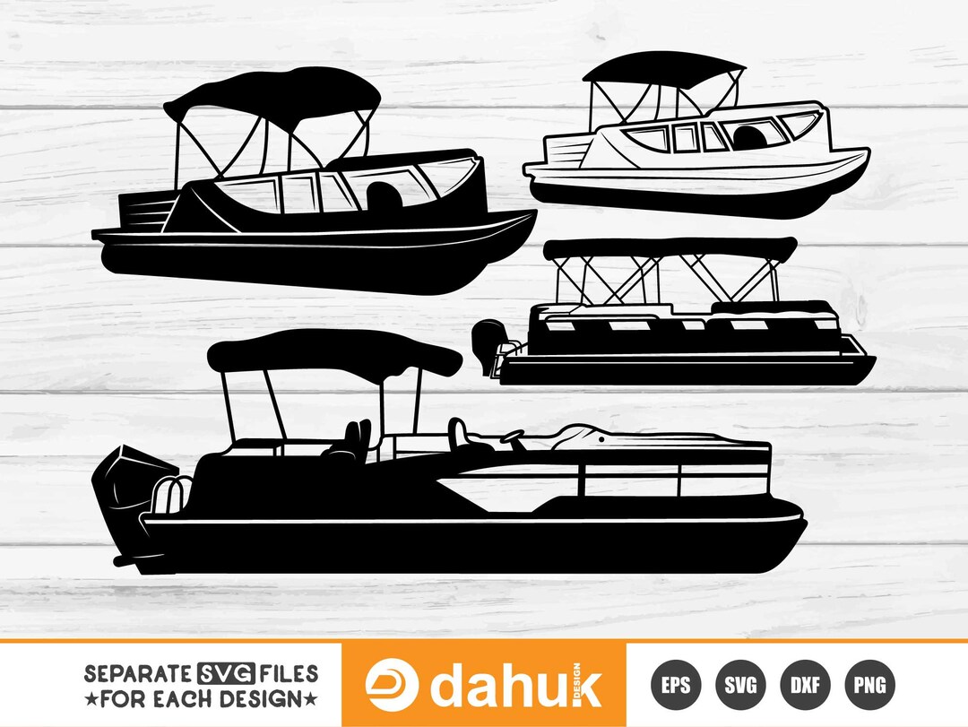 Pontoon Boat SVG File, Boat SVG, Lake SVG, Cut File for Silhouette ...