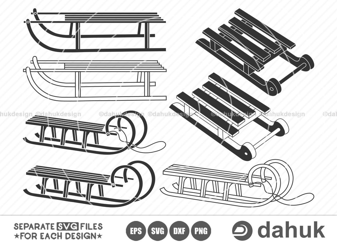 Wooden Sled SVG, Sled SVG, Sleigh Sled, Wooden Sled Icons, Cut File for ...