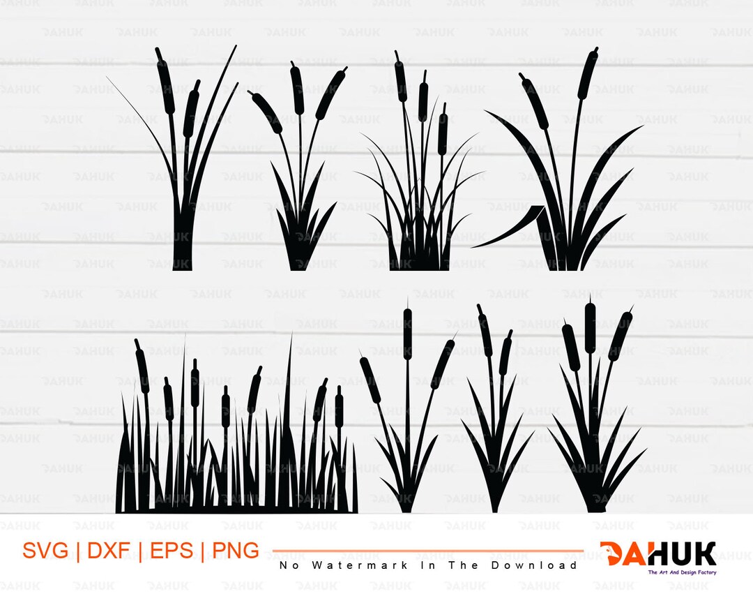 Cattail Svg, Bulrush Plant Svg Bundle, Cattail Clipart, Grass Svg ...