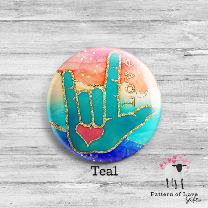 ASL i Love You Sign Language Buttons - Etsy