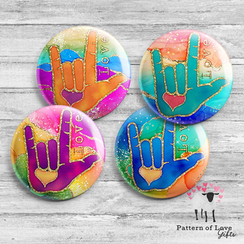 ASL i Love You Sign Language Buttons - Etsy
