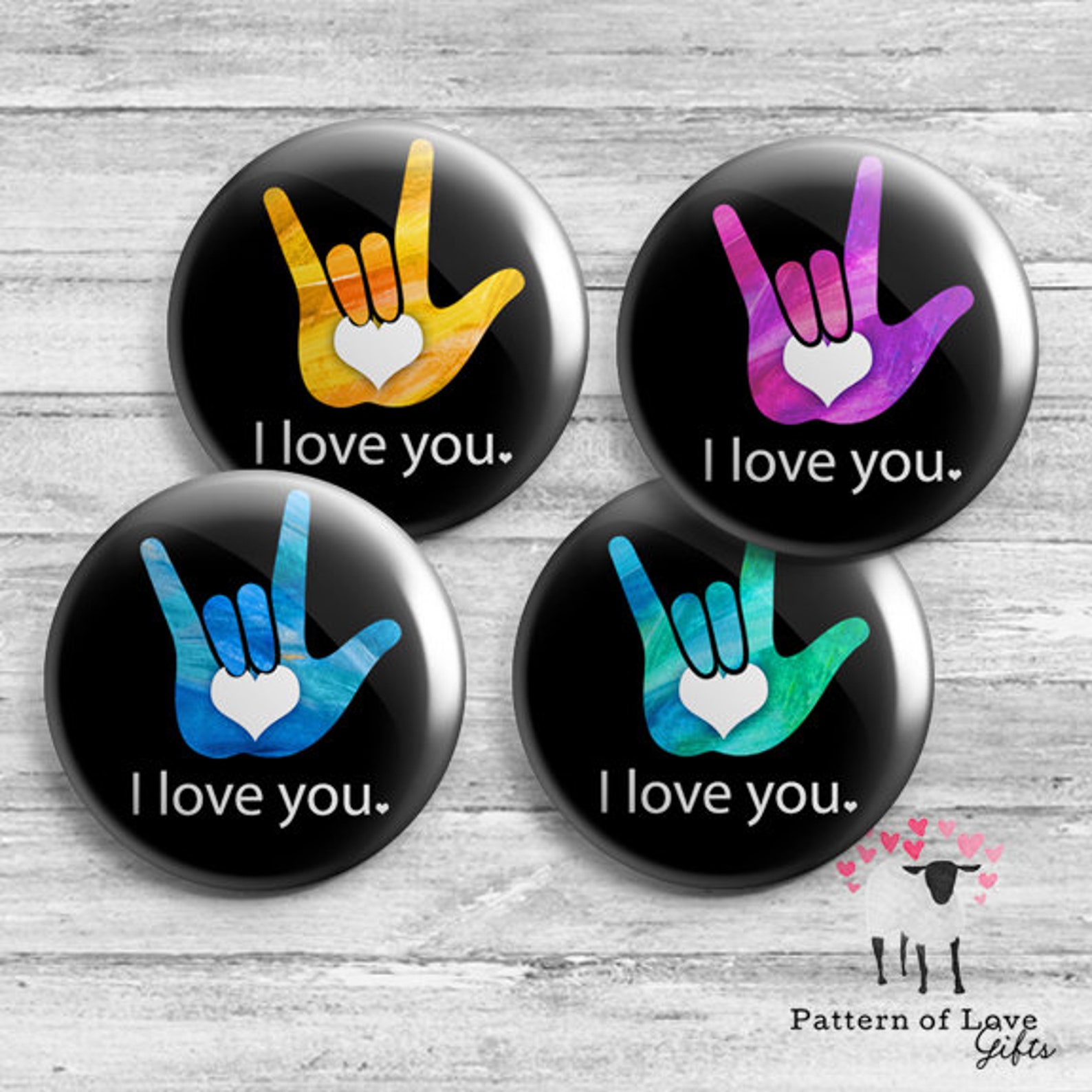 ASL I Love You Sign Language Buttons | Etsy