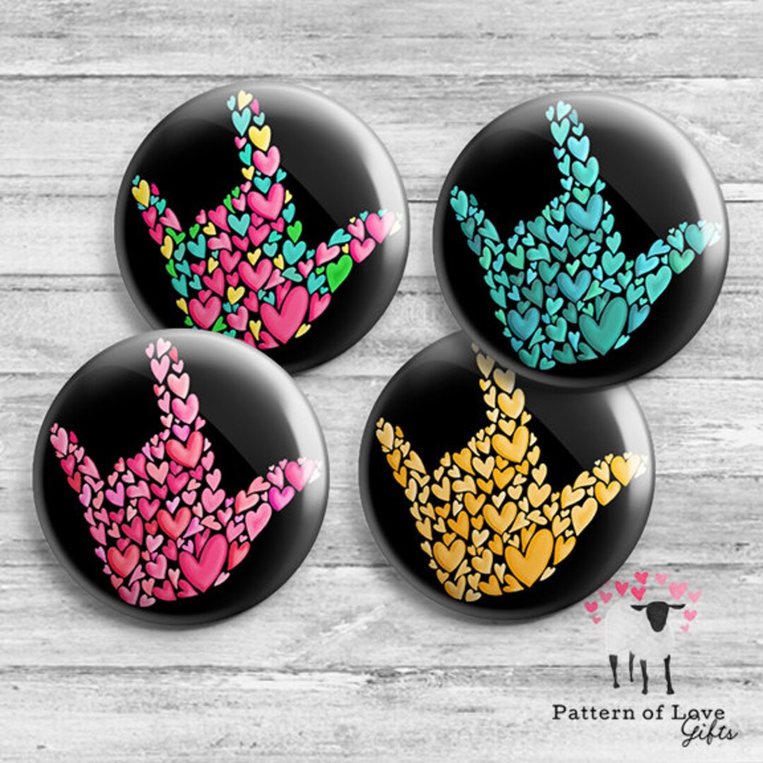 ASL - "i Love You" Sign Language Buttons - Etsy