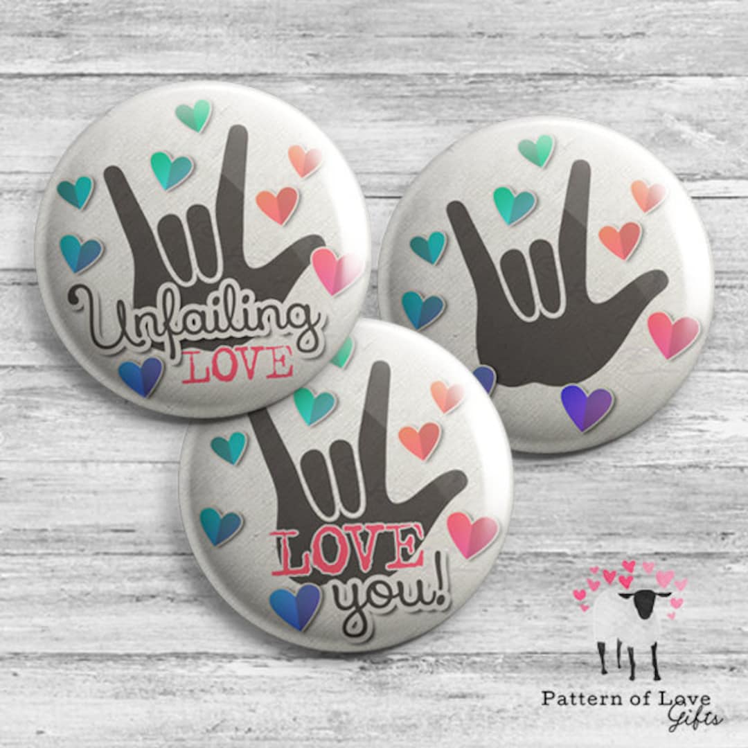 ASL - "i Love You" Sign Language Buttons - Etsy