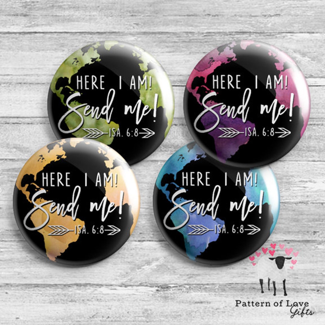 Here I Am Send Me Globe Buttons - Etsy