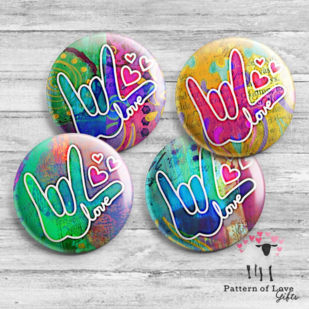 ASL - "i Love You" Sign Language Buttons - Etsy