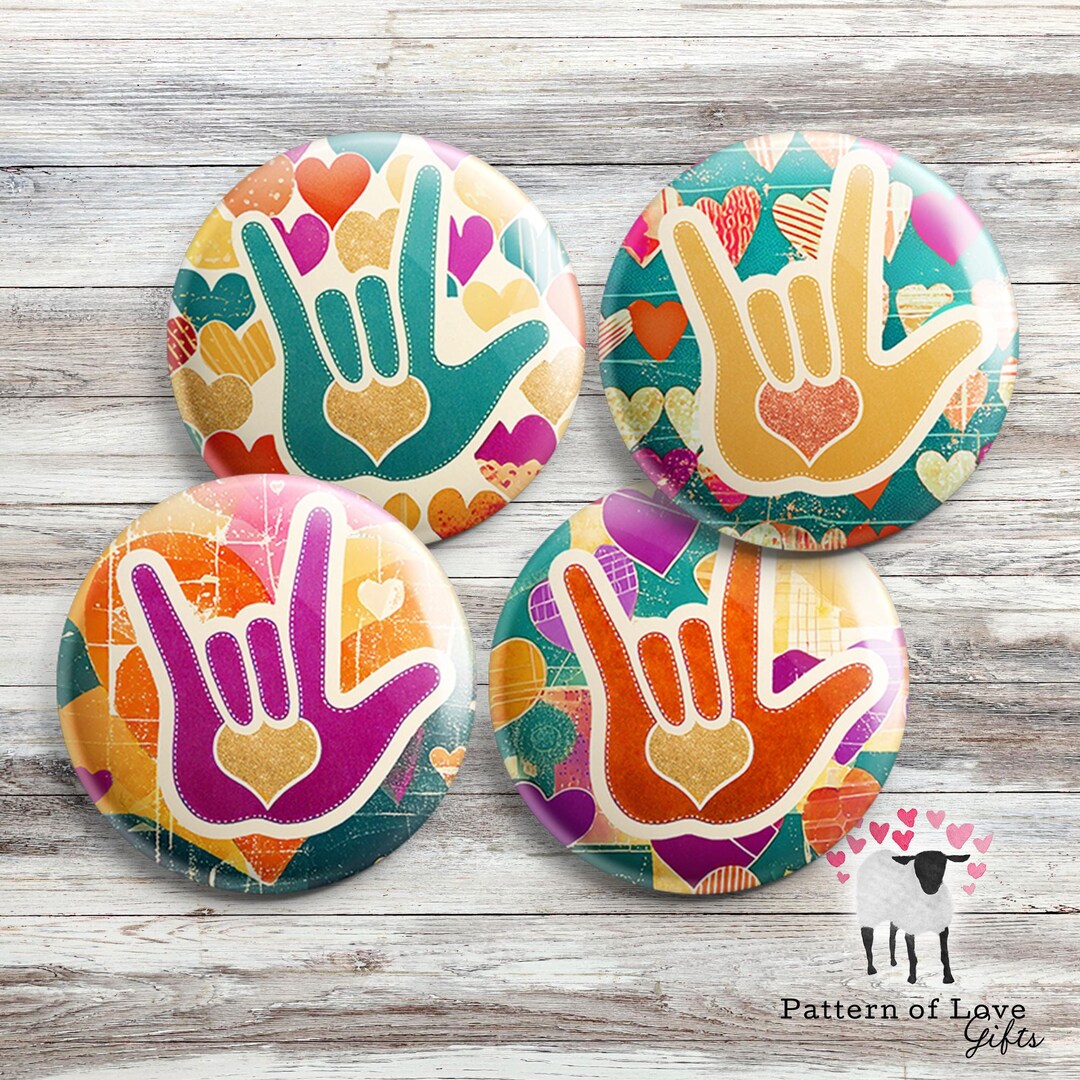 ASL - "i Love You" Sign Language Buttons - Etsy