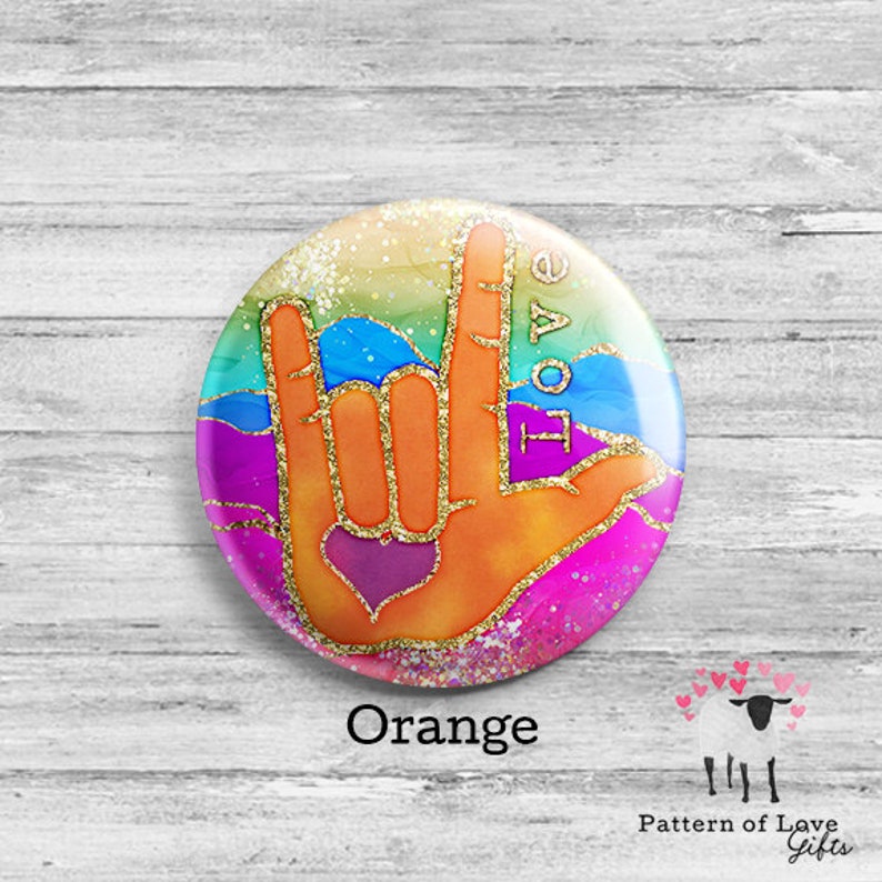 ASL i Love You Sign Language Buttons - Etsy
