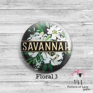 Personalized Floral Name Button Badge - Etsy