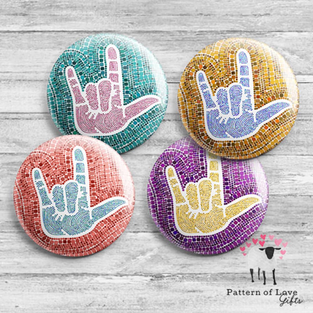 ASL - "i Love You" Sign Language Buttons - Etsy