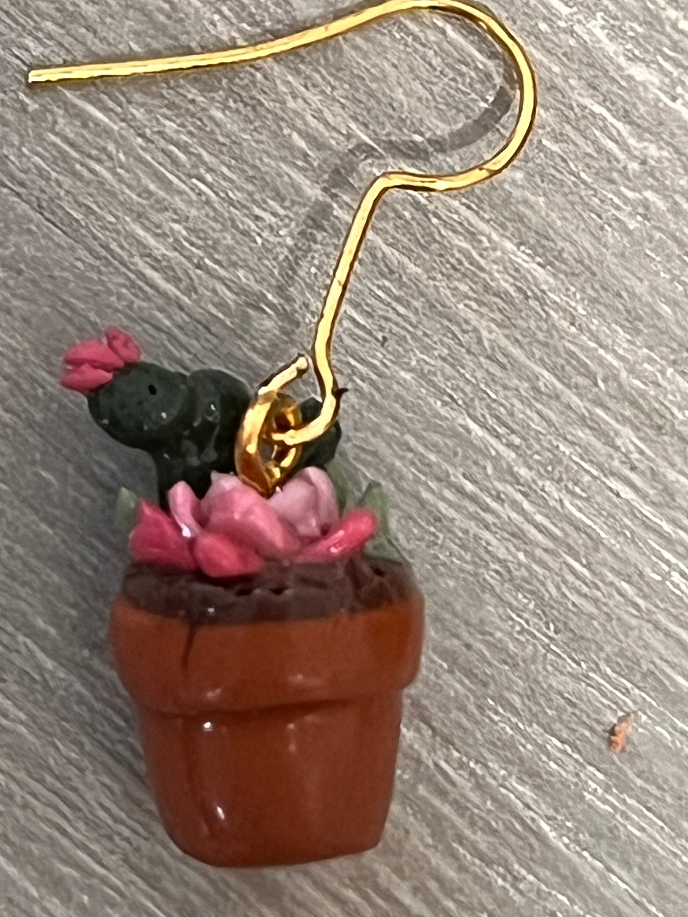 Clay Succulent Flower Pot Earrings - Etsy