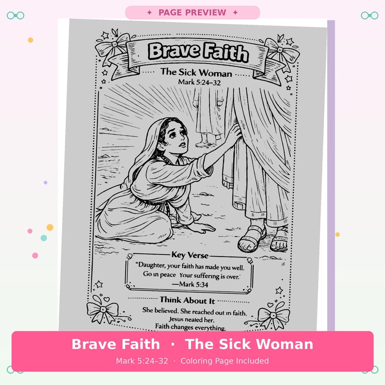 Brave Girls of the Bible Coloring Pages – 7-page Printable PDF, Black ...