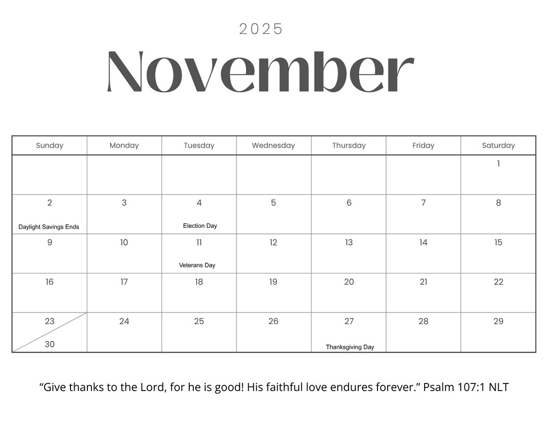 November 2025 Printable Calendar – Autumn Edition - Etsy Canada
