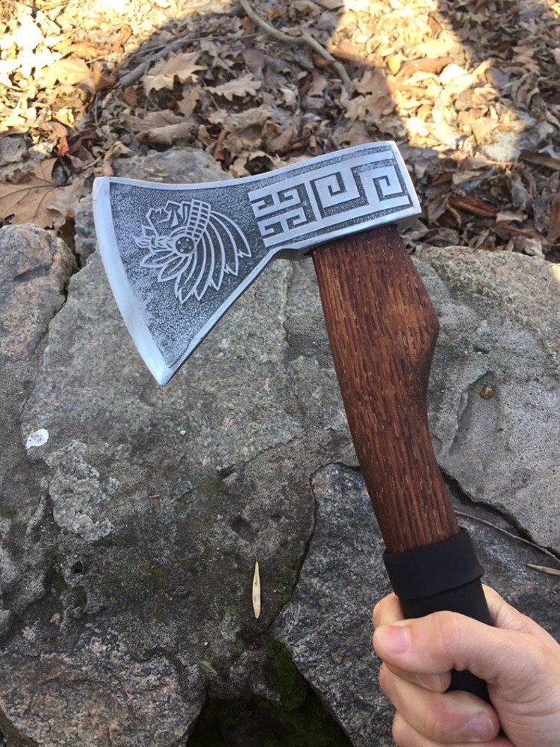 Viking axe Custom axe with etching Steel hiking axe | Etsy