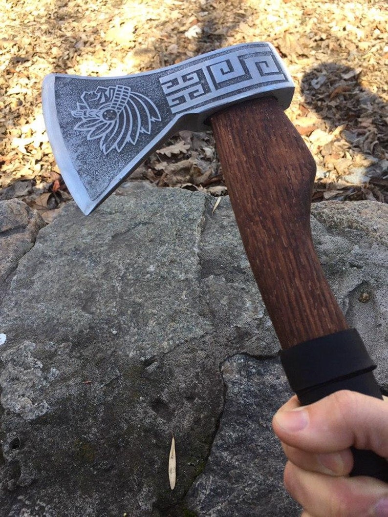 Viking axe Custom axe with etching Steel hiking axe | Etsy