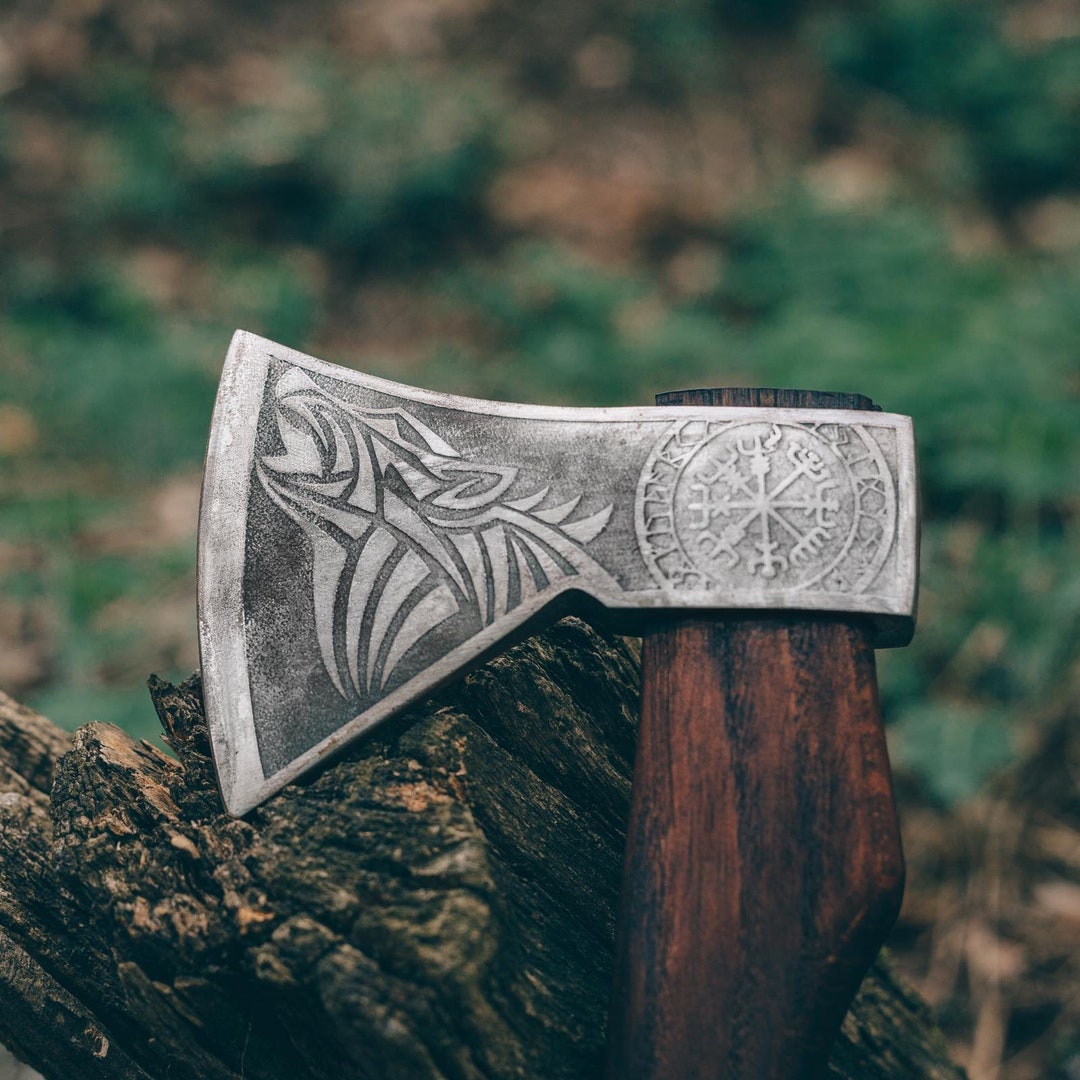 Fenrir Viking Axe, Camping Wolf Axe, Custom Viking Axe With Etching - Etsy