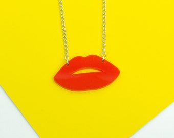 Red Lips Necklace | Etsy