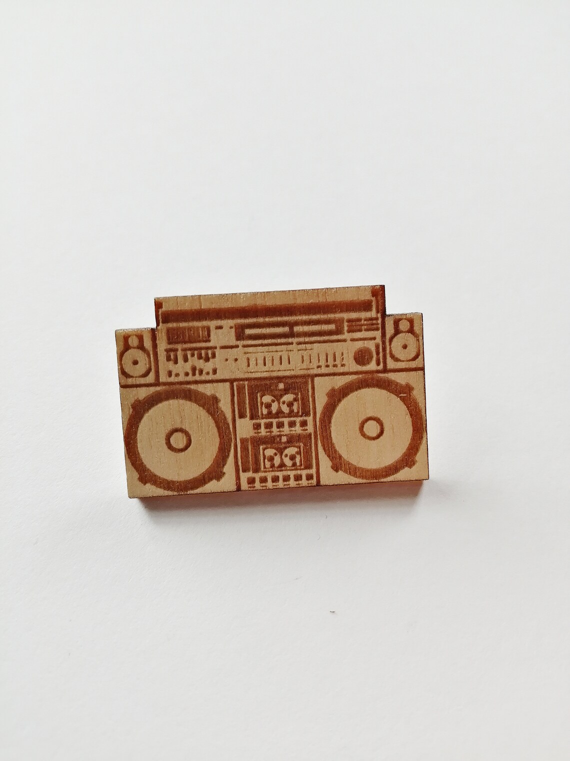 Retro Boombox Wooden Pin Badge - Etsy