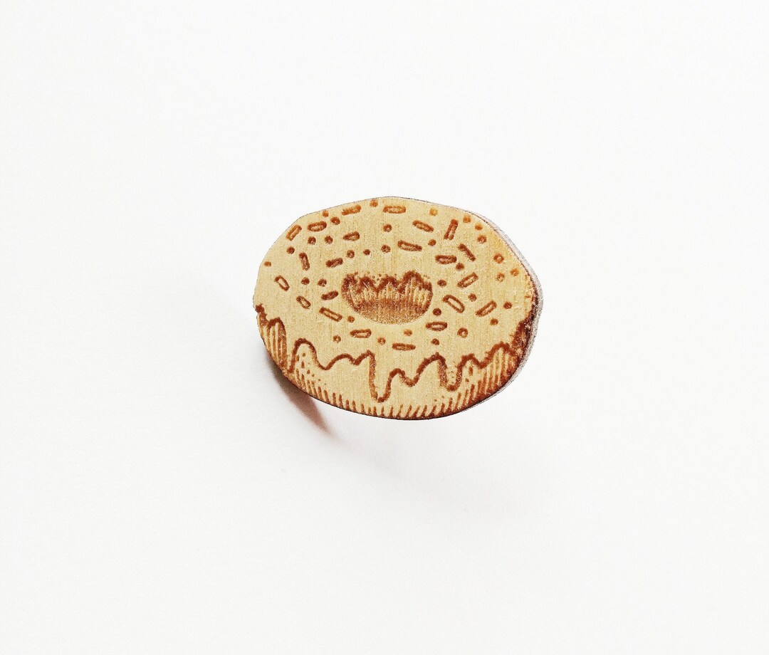 Wooden Doughnut Pin Badge, Broach - Etsy