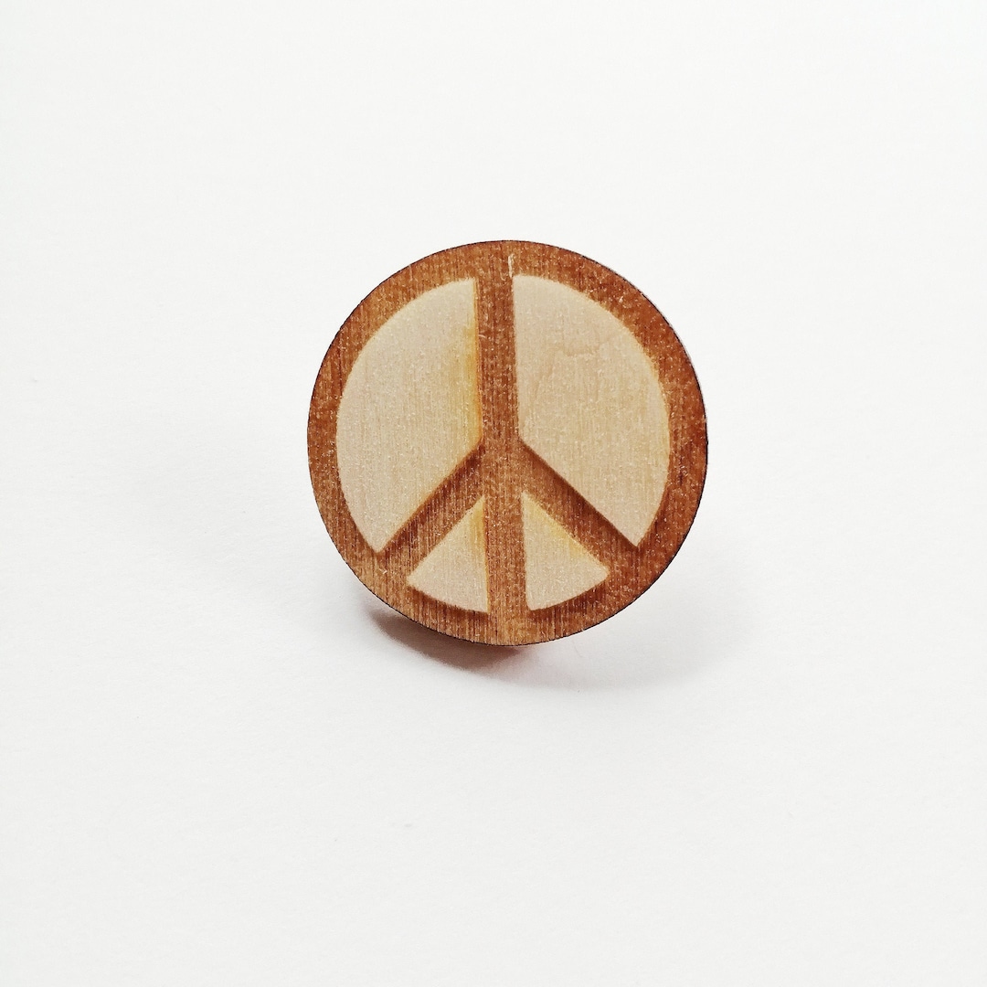 Wooden Peace Sign Pin Badge, Broach - Etsy