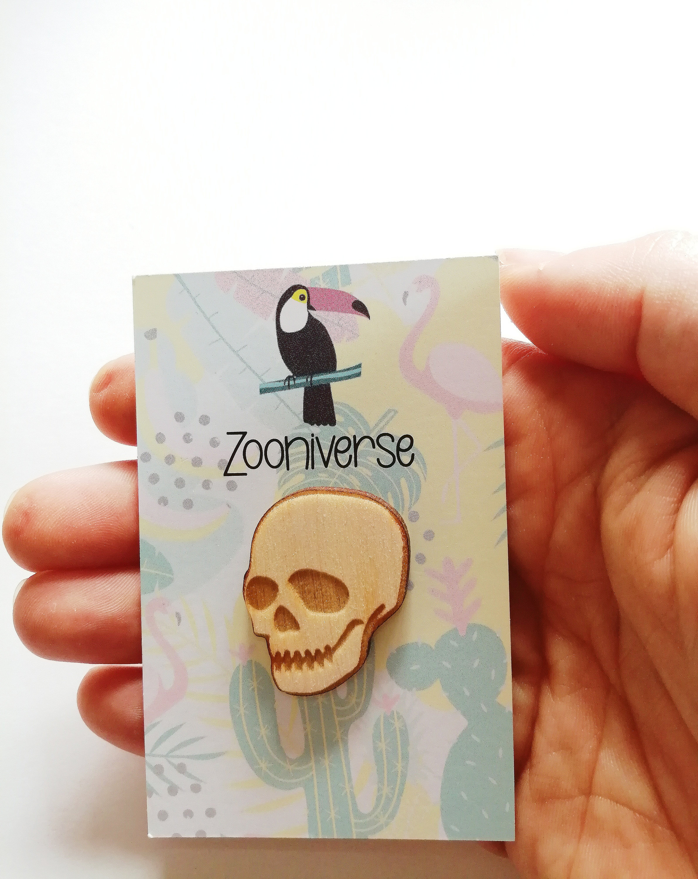 Wooden Skull Pin Badge - Etsy