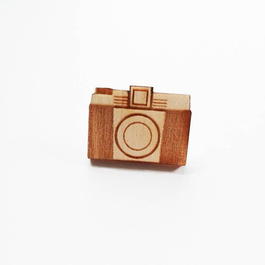 Wooden Retro Camera Pin Badge, Broach - Etsy