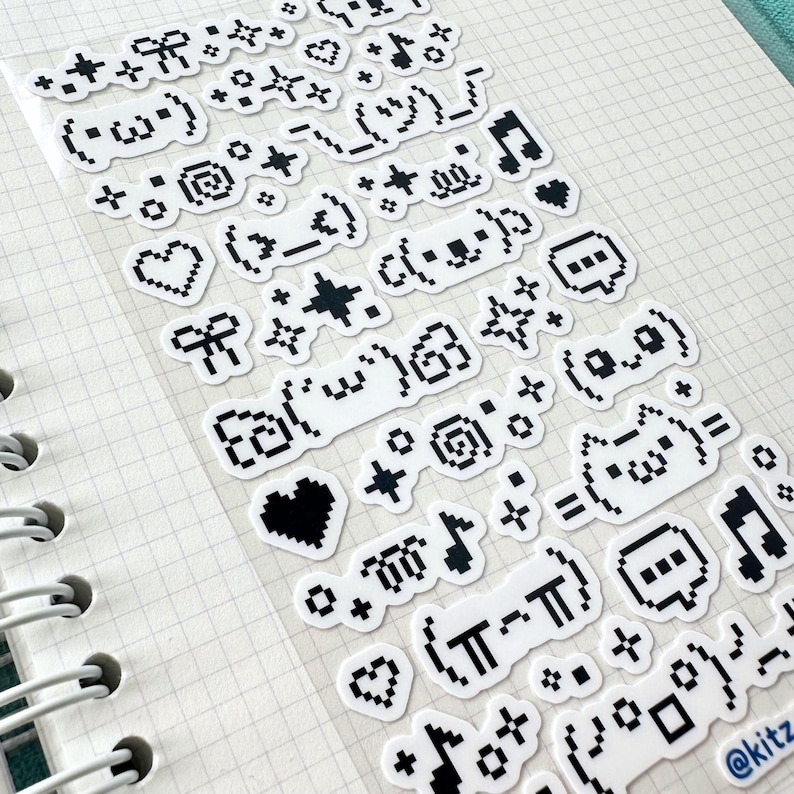 Pixel Kaomoji Text Faces ASCII Art Sticker Sheet - Etsy