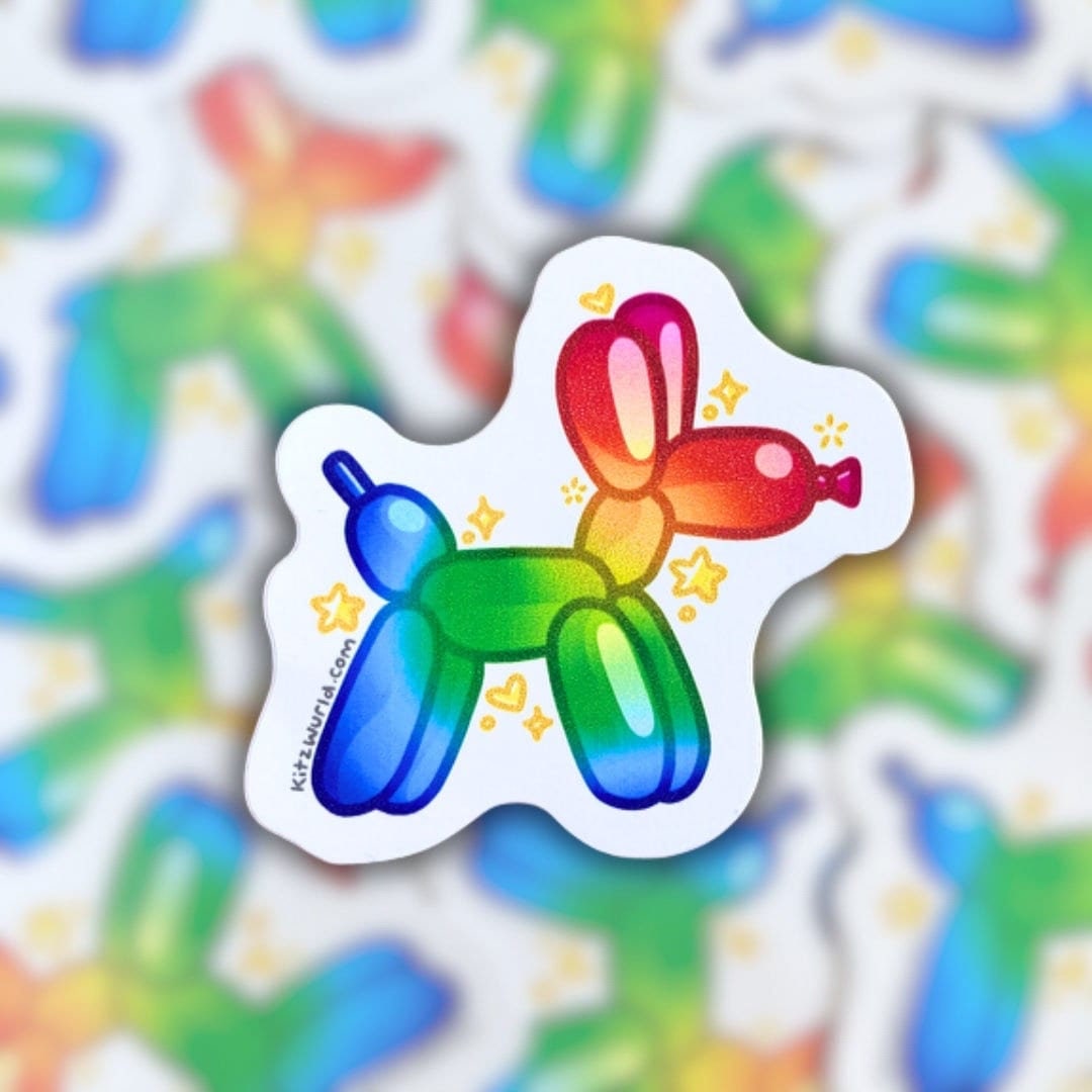 Rainbow Balloon Dog Sticker - Etsy