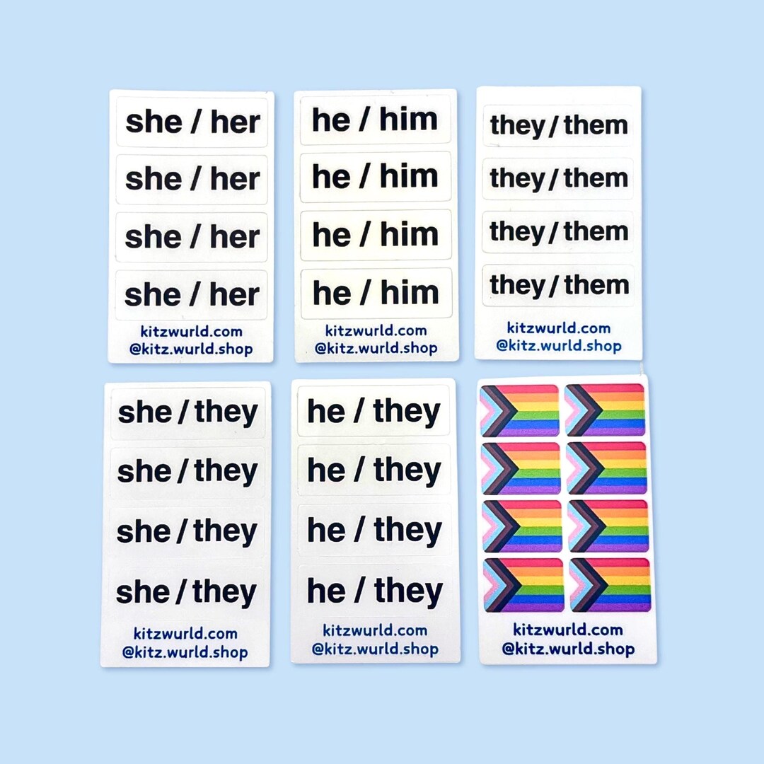 Pronoun / Pride Flag Sticker Sheet — for Name Badges, ID Cards - Etsy