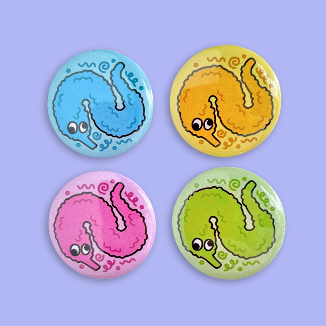 Worm on A String Badge 3.2cm - Etsy