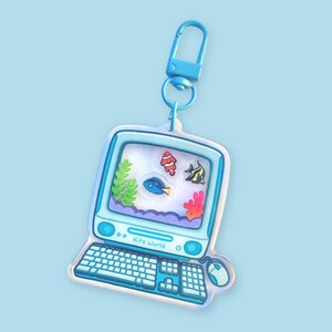 Cute Aquarium Refillable Shaker Keychain Acrylic Charms, Openable, Fish ...