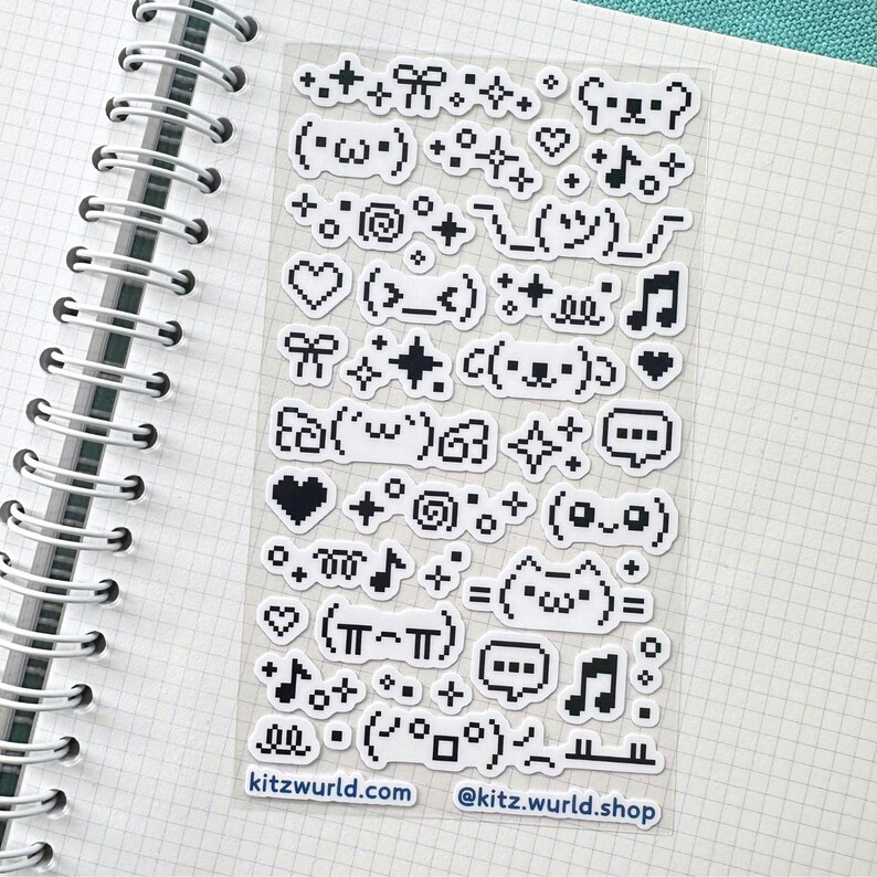 Pixel Kaomoji Text Faces ASCII Art Sticker Sheet - Etsy