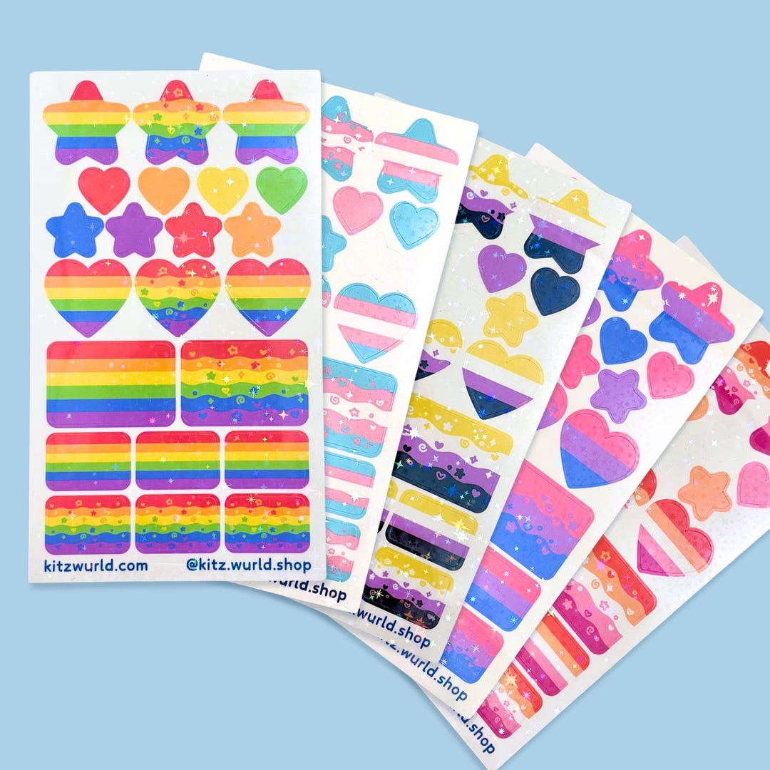 Sparkly Pride Flag Sticker Sheets - Etsy