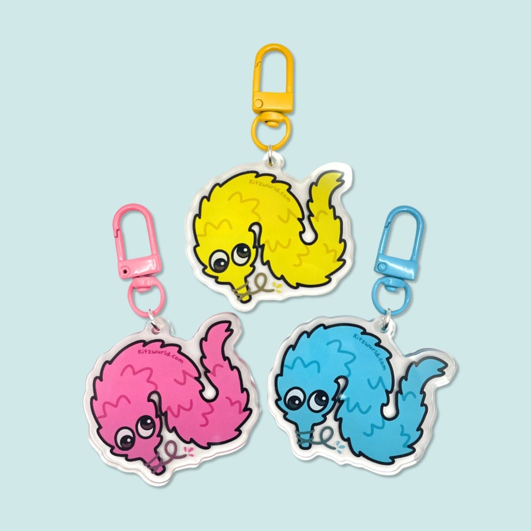 Worm-on-a-string Acrylic Keychain - Etsy