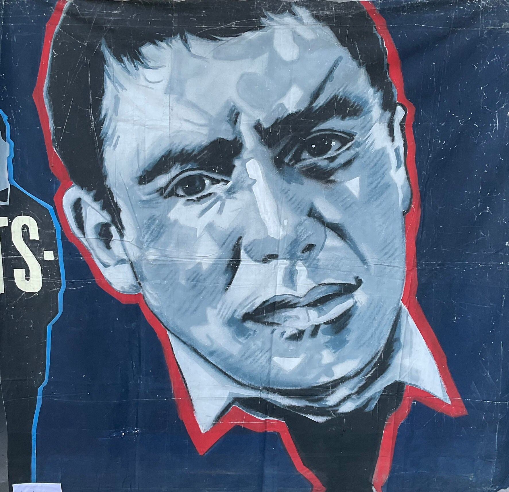 Color Film Poster With Portrait of a Man, Original Canvas Poster, Hand ...