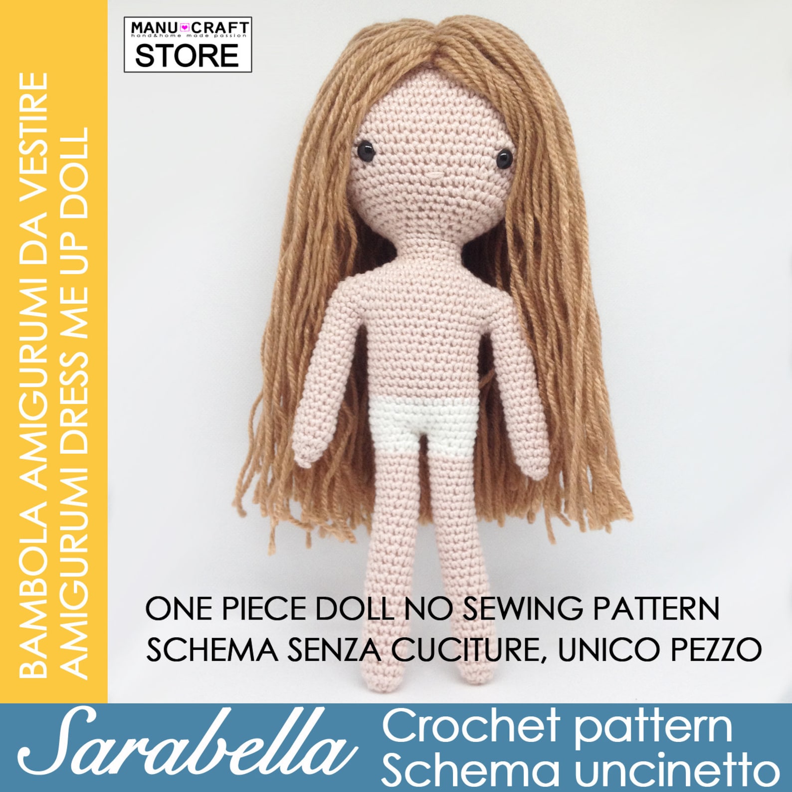 BAMBOLA AMIGURUMI schema uncinetto. Amigurumi doll crochet pattern ...